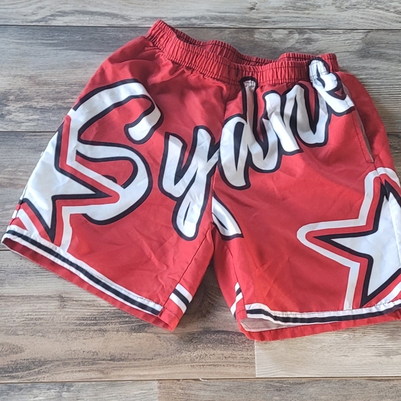 SHEIN | Shorts | Shein Red And White Athletic Shorts With Bold Design ...